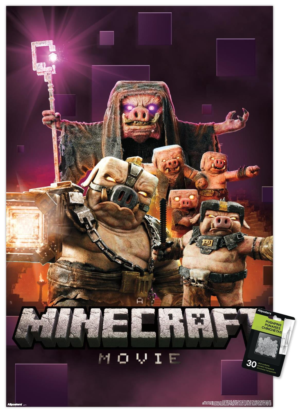 A Minecraft Movie - Hog Collage Wall Poster with Pushpins, 22.375" x 34 ...