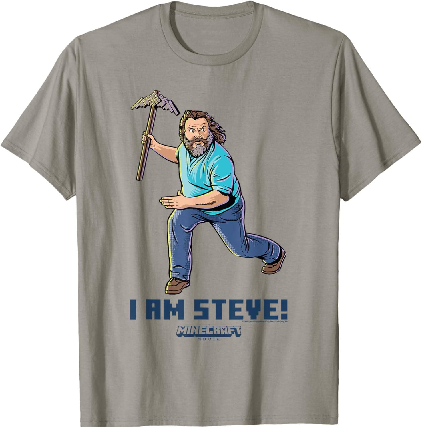 A Minecraft Movie I Am Steve Wielding Stone Pickaxe T-Shirt Unisex S ...