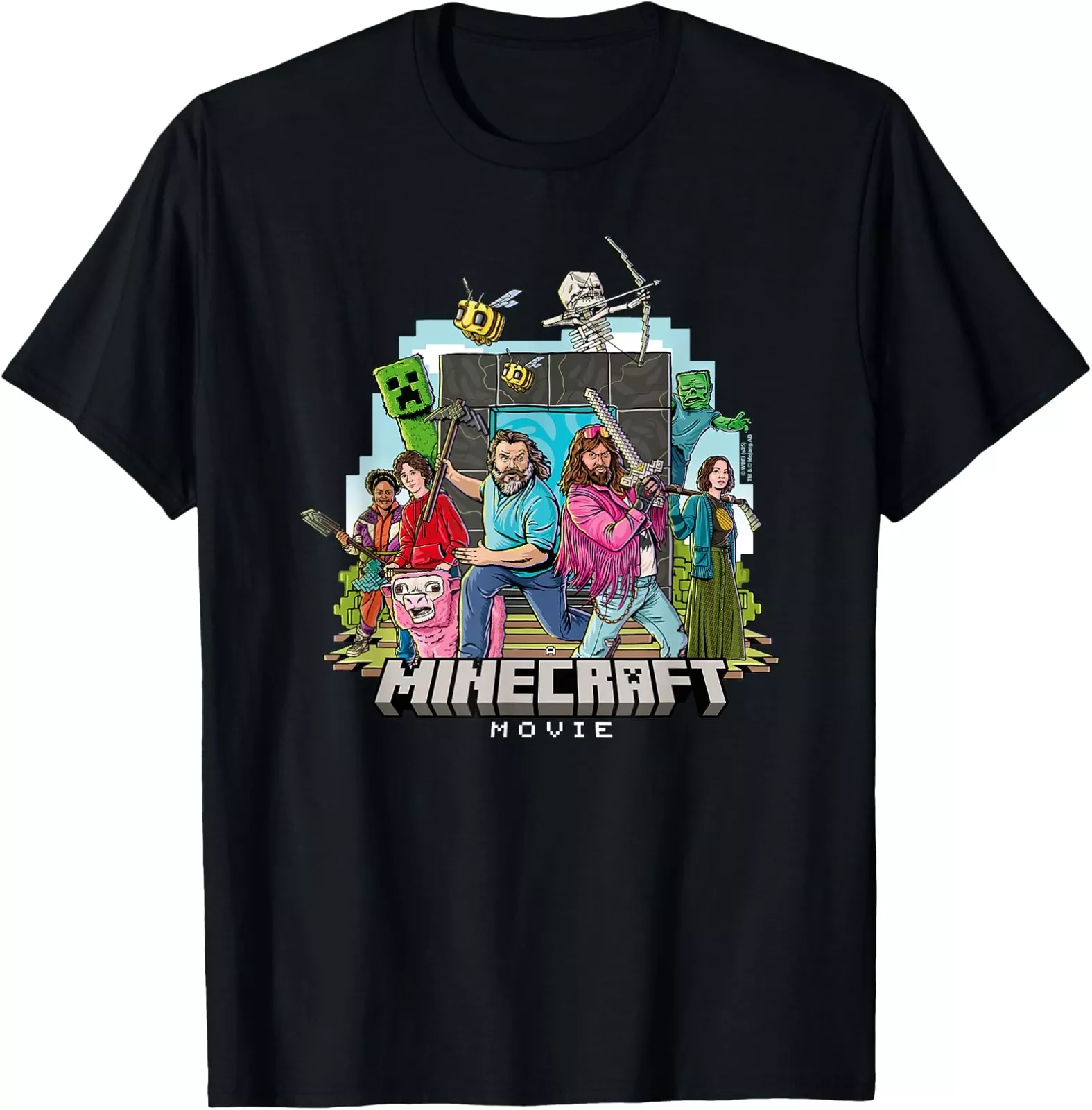A Minecraft Movie Main Characters Group Shot Cartoon Style T-Shirt ...