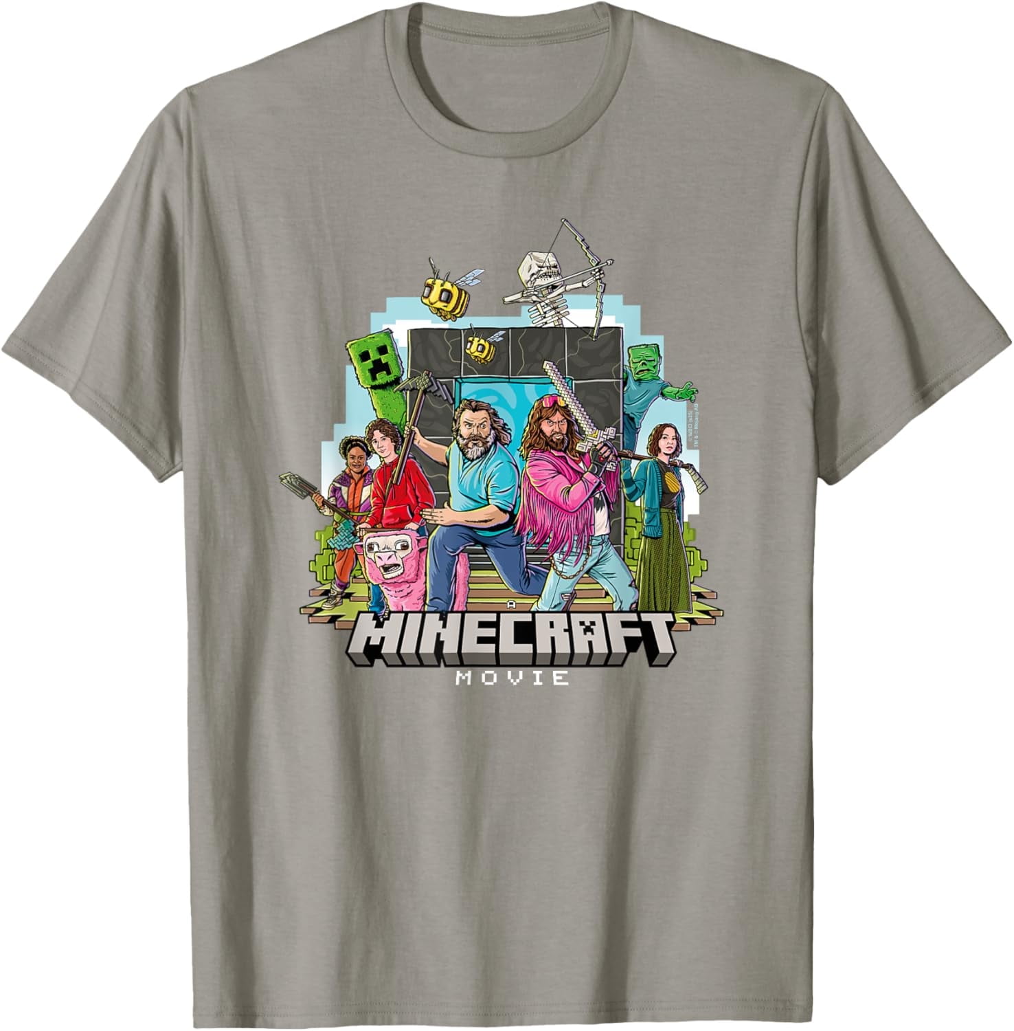 A Minecraft Movie Main Characters Group Shot Cartoon Style T-Shirt ...