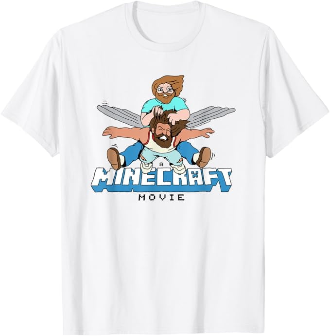 A Minecraft Movie Steve And Garret Flying Using Elytras T-Shirt ...
