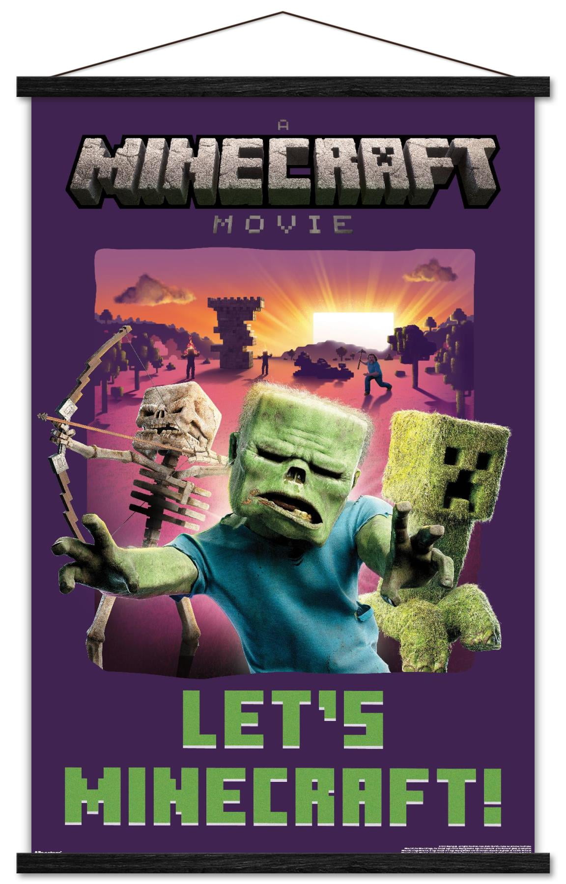 A Minecraft Movie - Zombie, Creeper, Skeleton Wall Poster with Magnetic ...