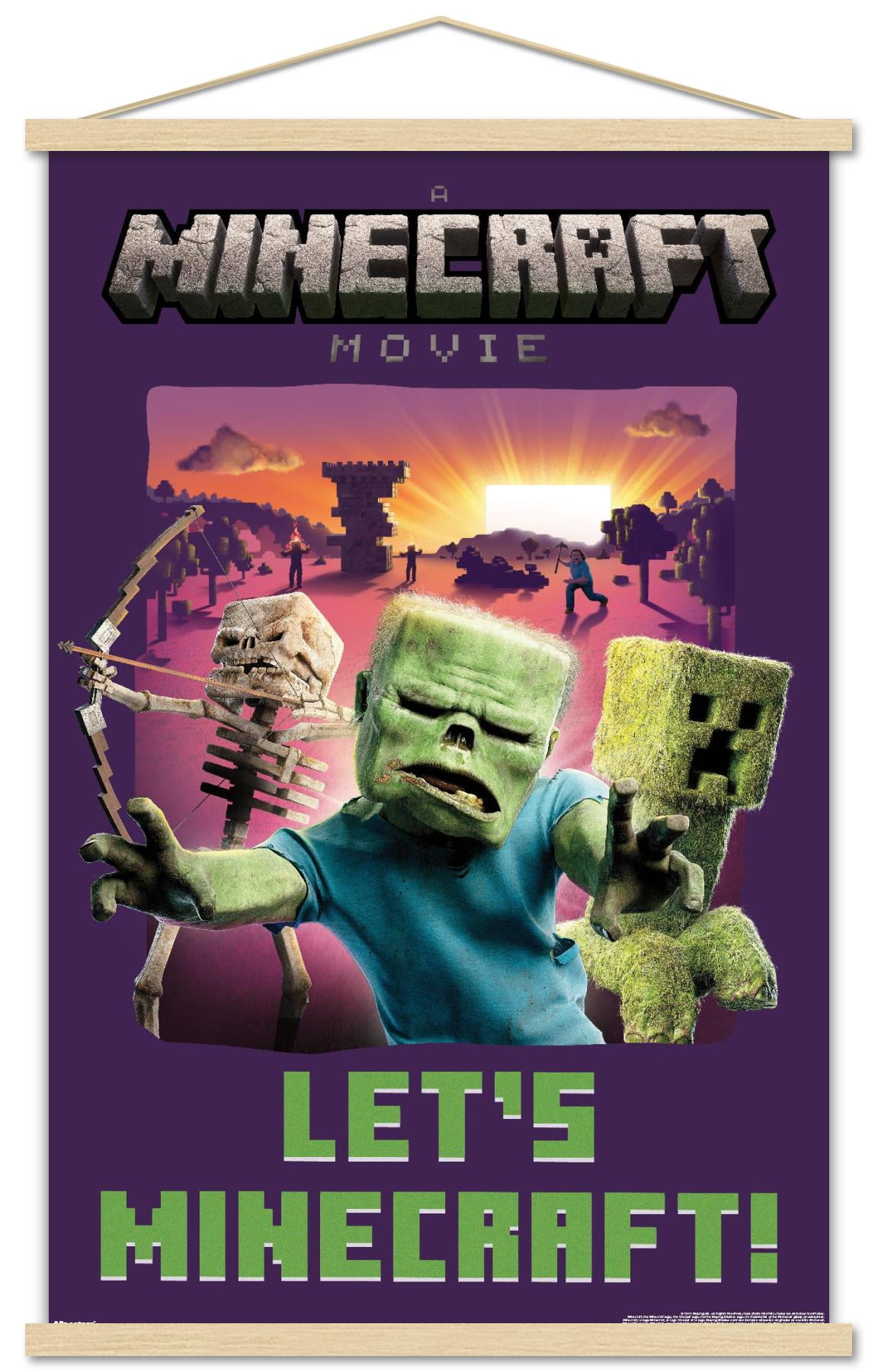 A Minecraft Movie - Zombie, Creeper, Skeleton Wall Poster with Magnetic ...