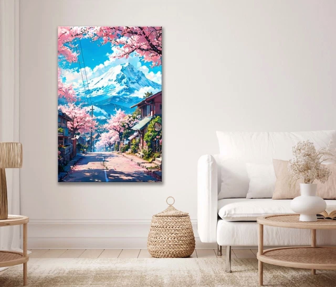 A Mountain Road & Cherry Blossom Trees Poster Art Home Decor Vintage ...