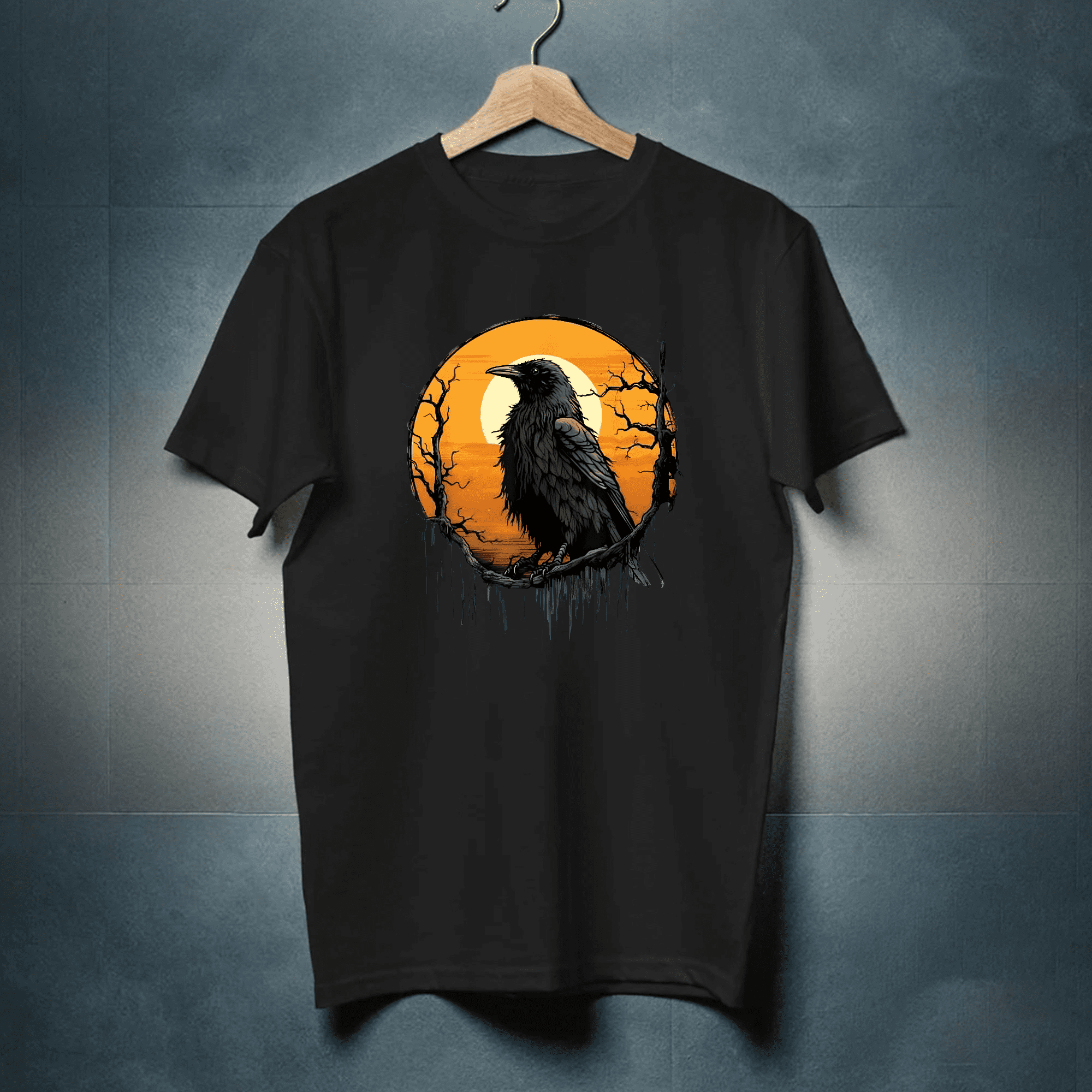 A Mystic Black Crow And Full Moon Raven Gothic Themed Unisex T-Shirt up ...