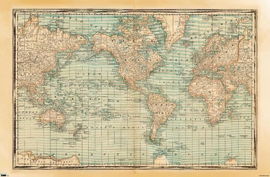 A NEW Map - Rustic Poster Canvas Posters Framed/Unframed - Walmart.com