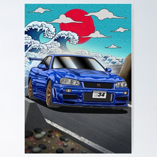 A NEW Nissan Skyline GT-R R34 Poster - Walmart.com
