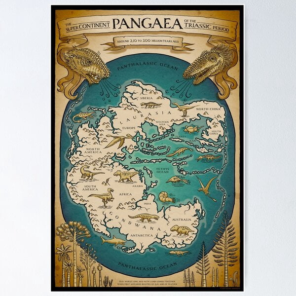 A NEW map of the supercontinent Pangaea Poster - Walmart.com