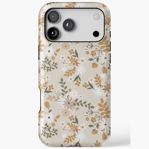 A Neutral Beige White and Green Floral Themed iPhone 11 through 17 Pro ...