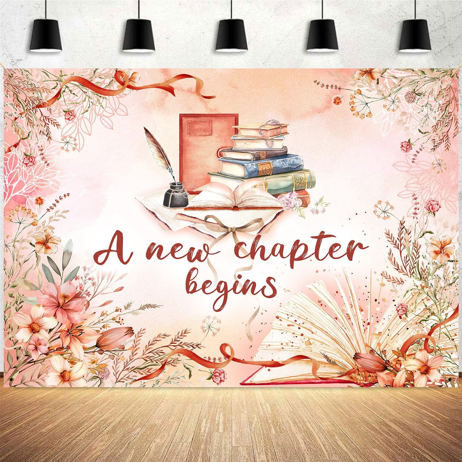 A New Chapter Begins Backdrop Bridal Shower Photography Background ...