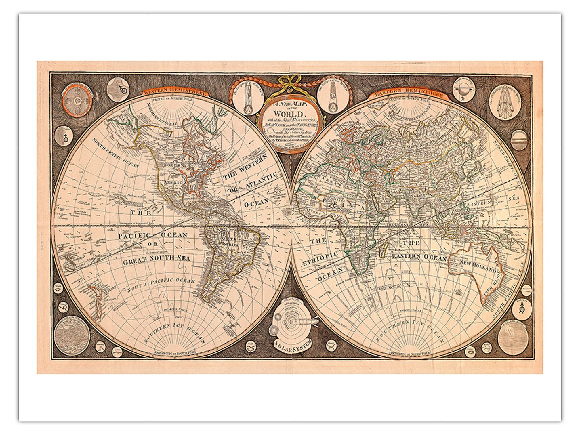 A New Map of the World - New Discoveries by Capt. Cook and Other ...