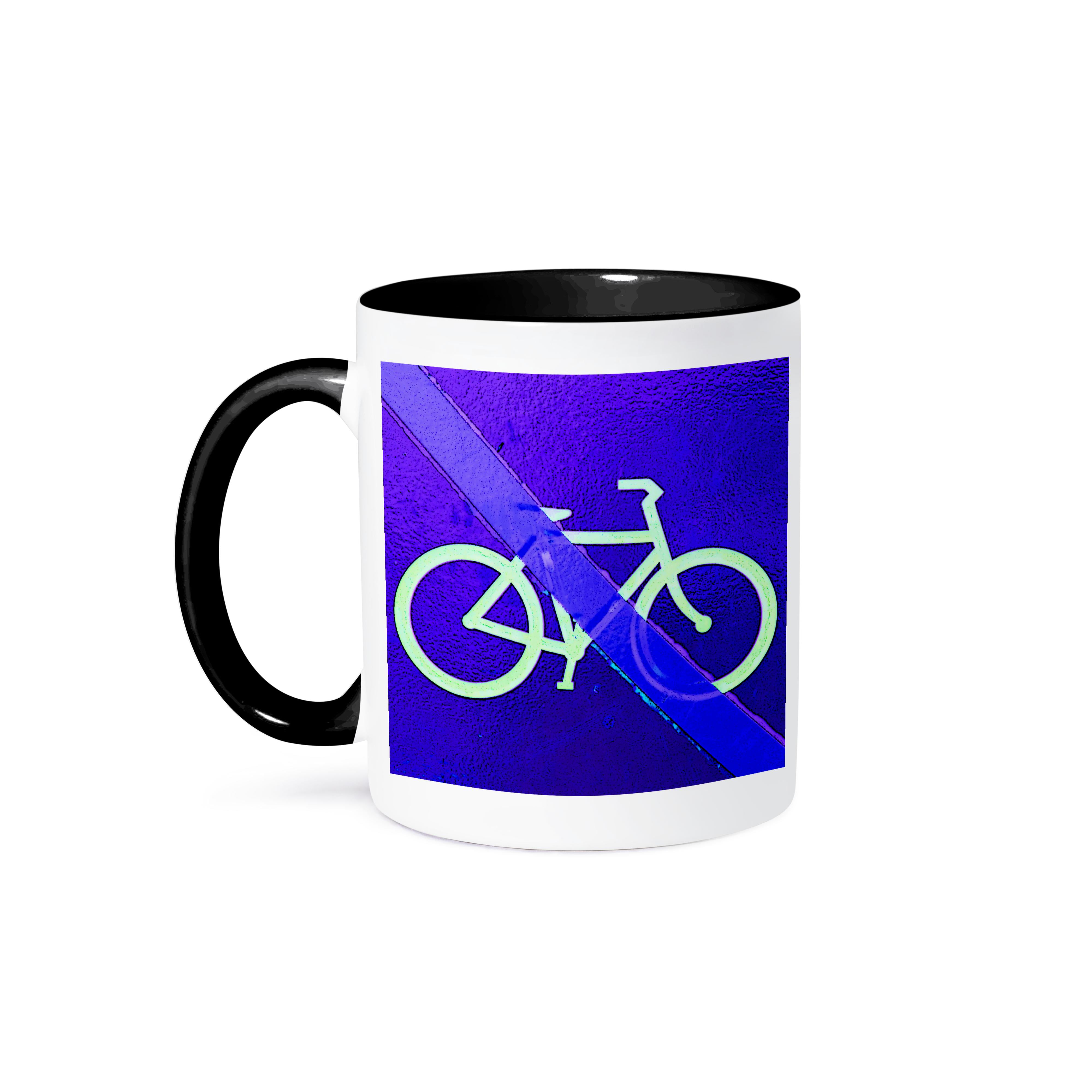 A No Bike Riding Sign In Purple, 15oz Two-Tone Black Mug - Walmart.com
