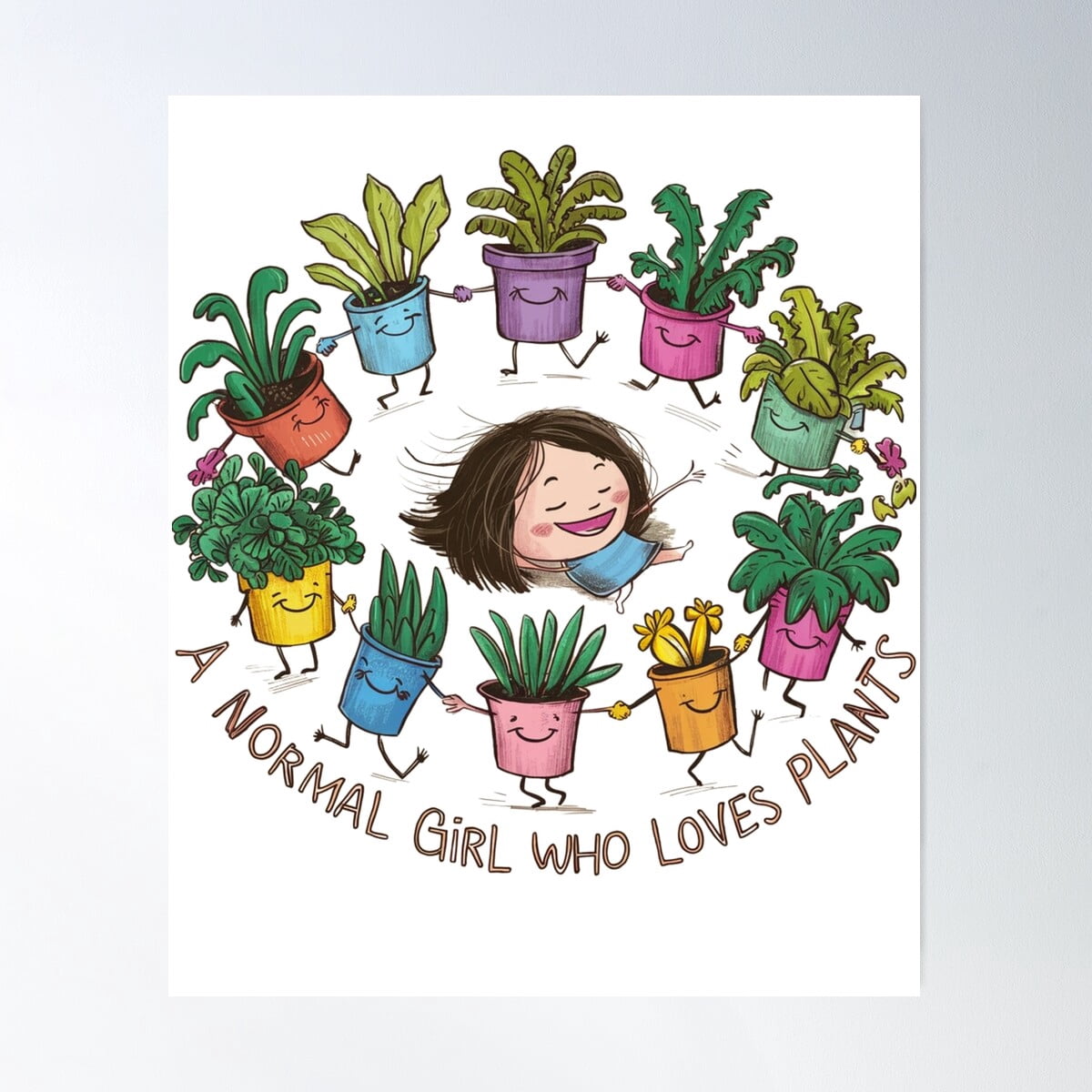 A Normal Girl (Brown Hair) Who Loves Plants Poster Wall Art Modern Wall ...