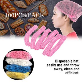 LotFancy Disposable Hairnet Bouffant Cap, 100Pcs, Non Woven, Kitchen ...