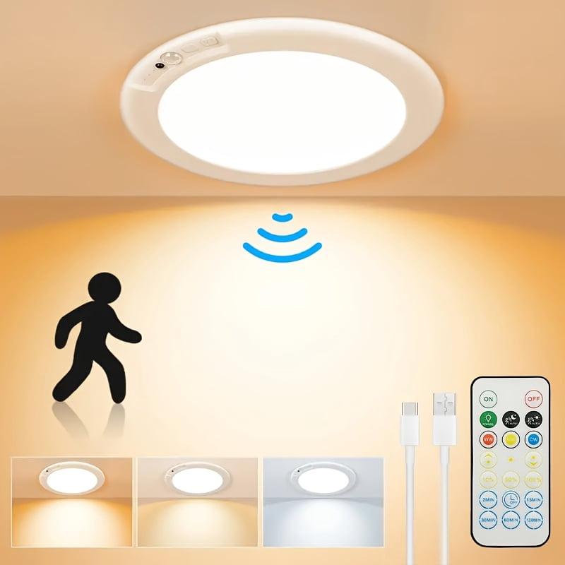 A Pack of Rechargeable LED Ceiling Lights Featuring a Motion Sensor ...