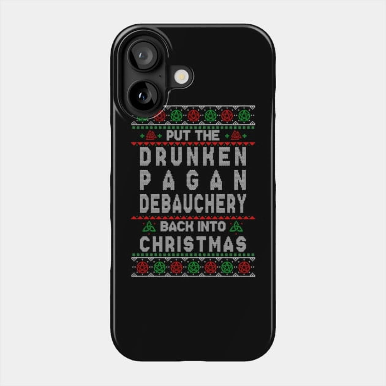 A Pagan Christmas with a Yule Log and Mistletoe Graphic Case for iPhone ...