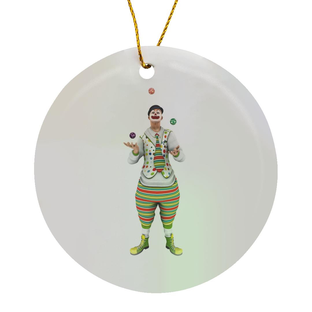 3drose, a Painted Circus Juggling Clown, Circle Porcelain Ornament ...