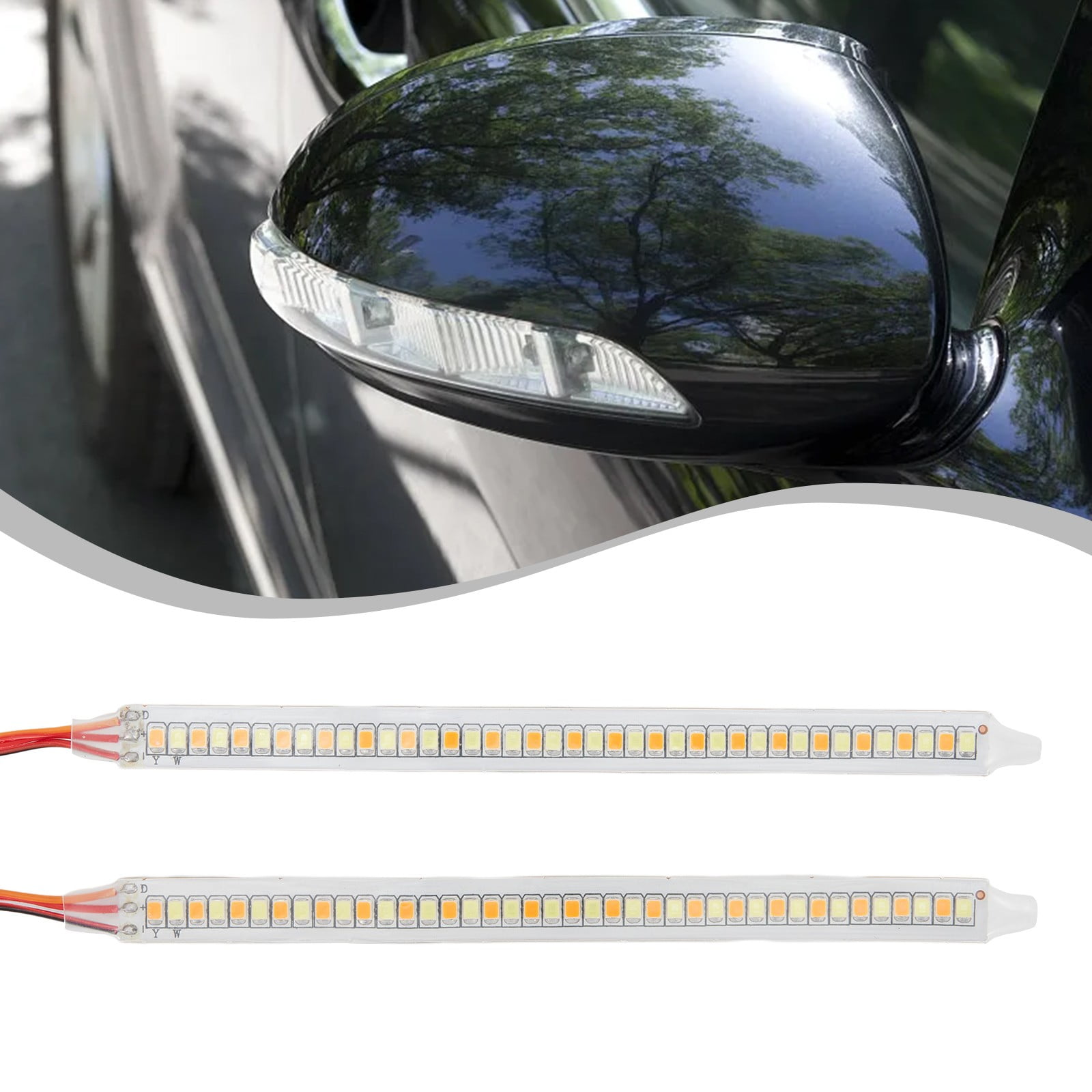 A Pair Car Rearview Mirror Indicators Lamps DRL Streamer Tape LED ...