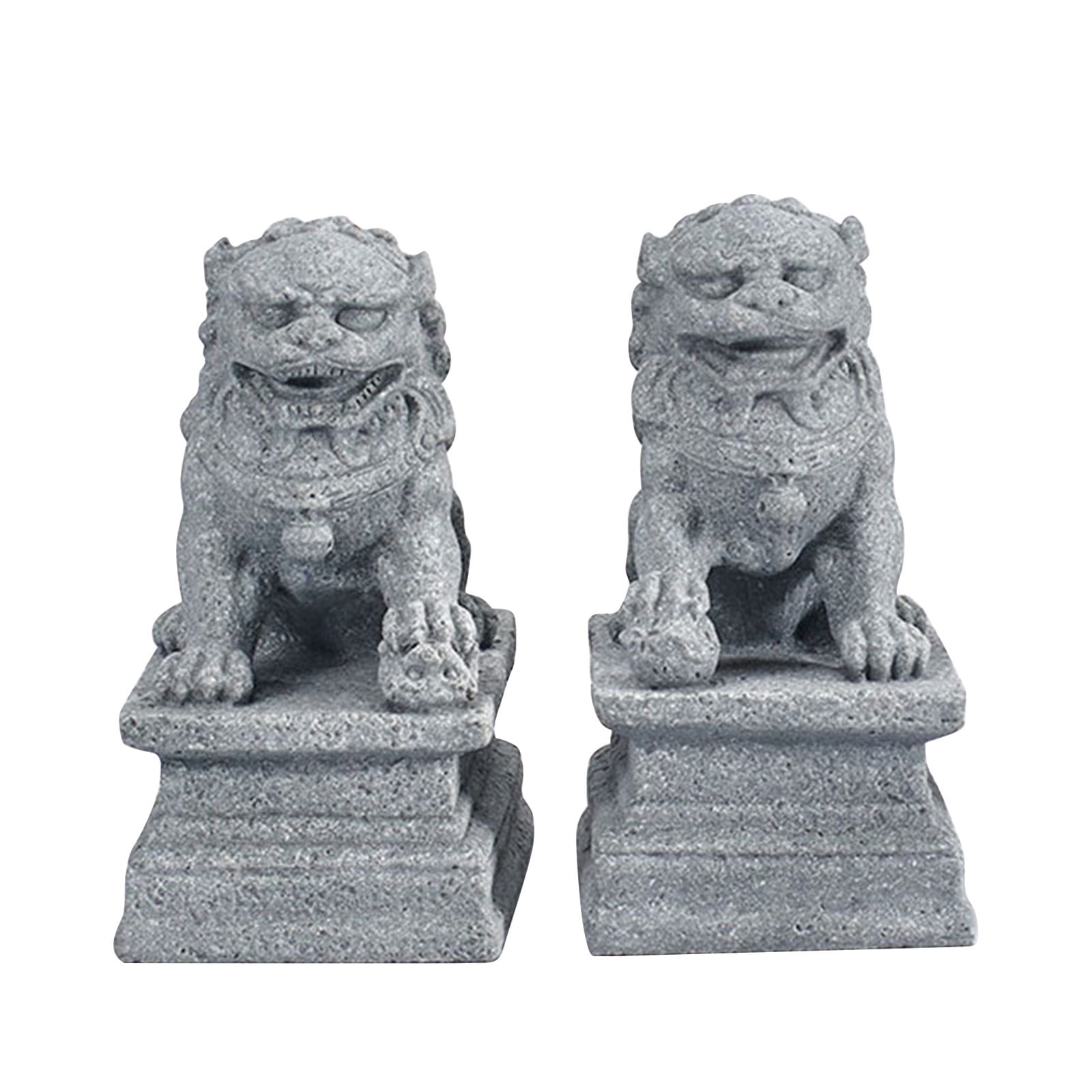 A Pair Guardian Lion Statues Fu Foo Dogs Stone Statues Chinese Feng ...