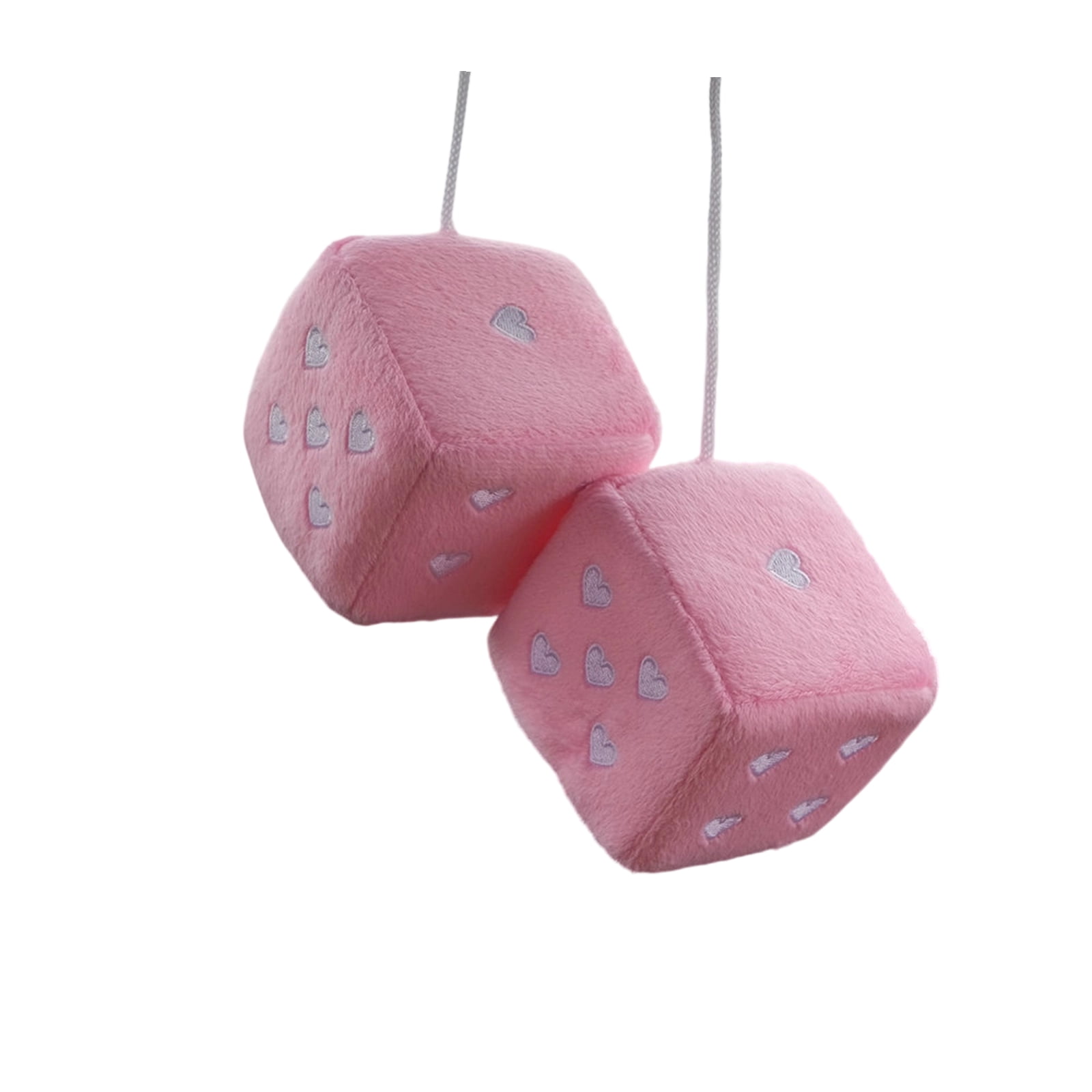 A Pair Of Plush Dice Heart-shaped Decorations For Car Rearview Mirrors ...