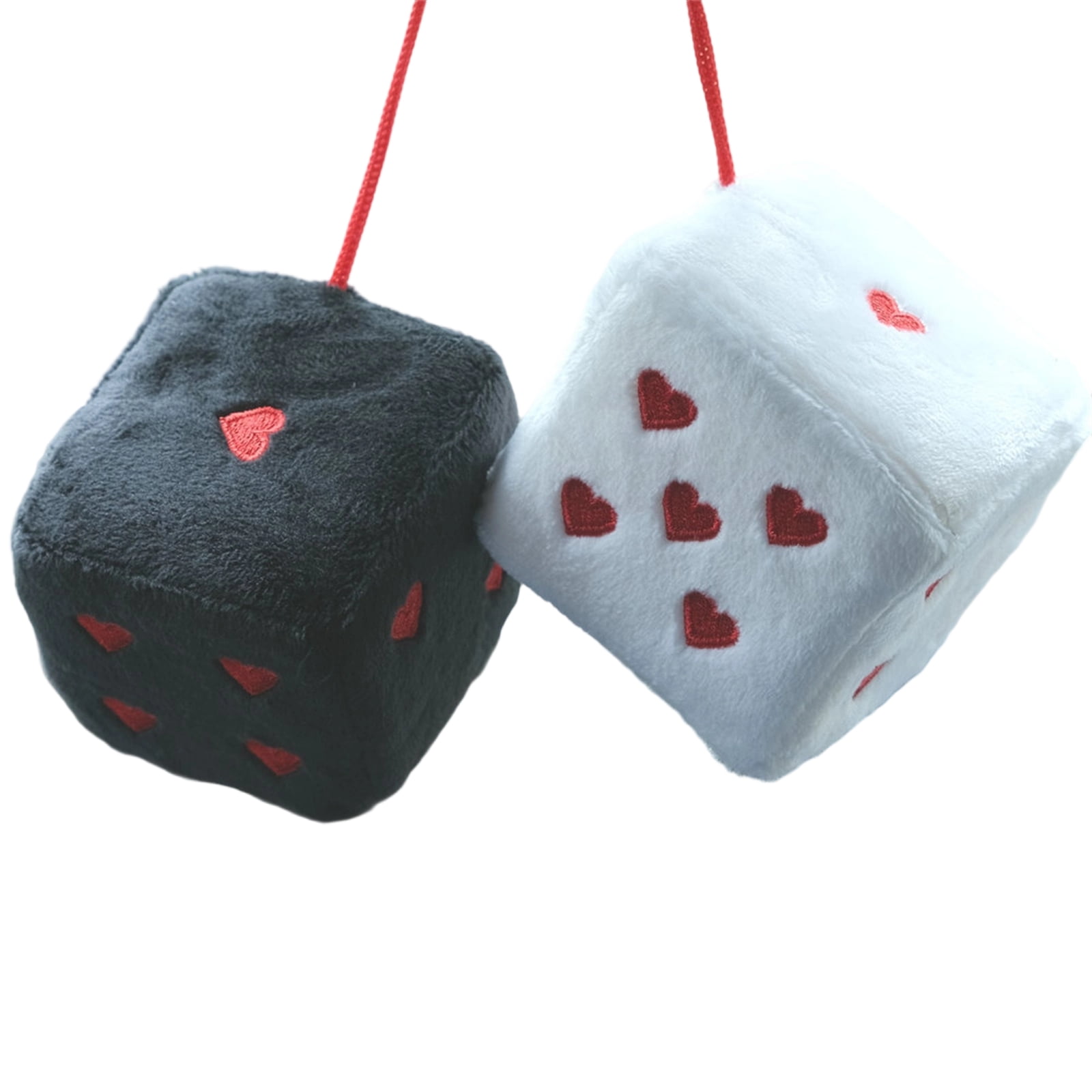 A Pair Of Plush Dice Heart-shaped Decorations For Car Rearview Mirrors ...