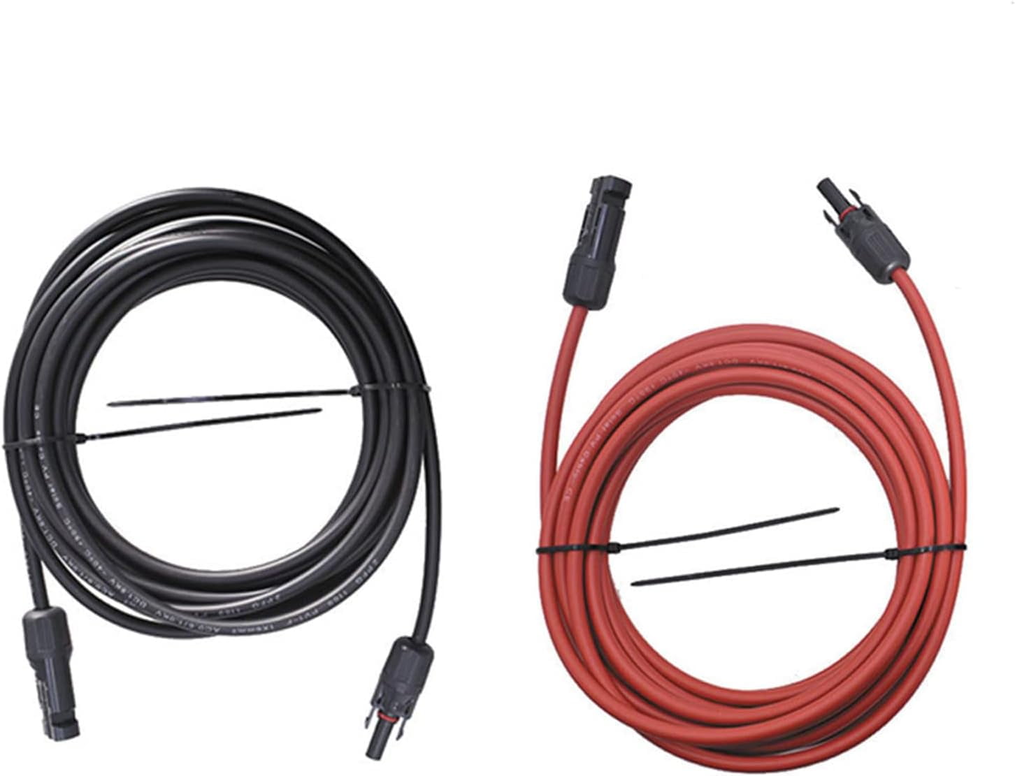 A Pair of 12AWG Solar Panel Extension Cable 25 Feet Red and Black Cable ...