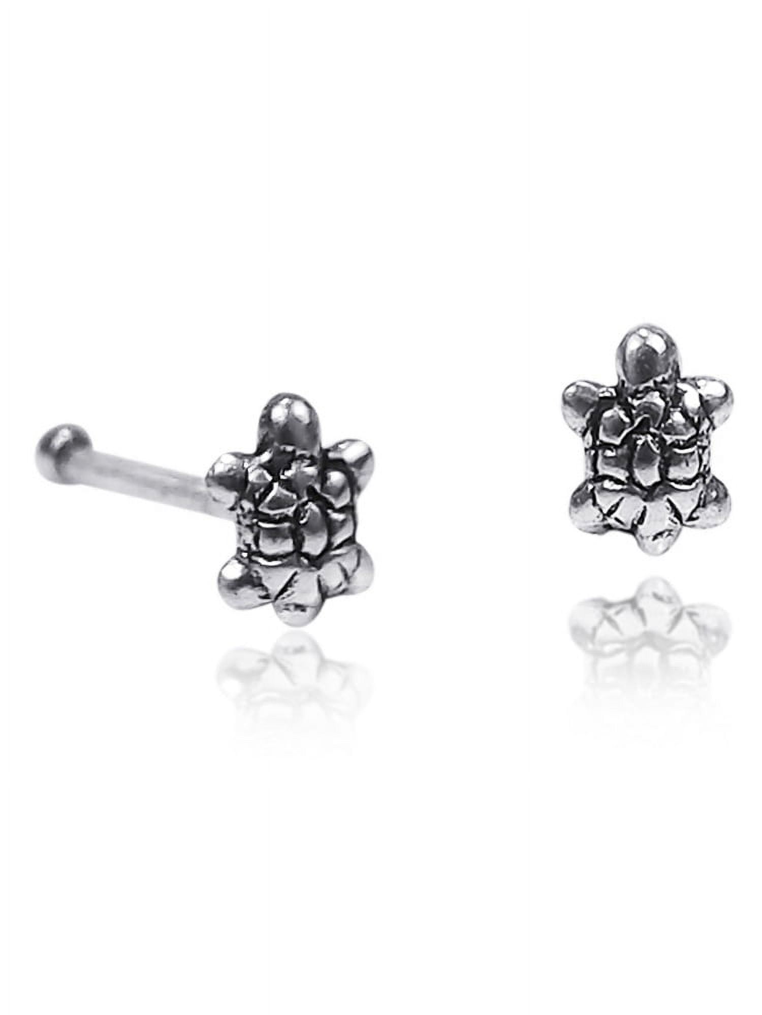 A Pair of Adorable Turtles .925 Silver Oxidized Nose Rings - Walmart.com
