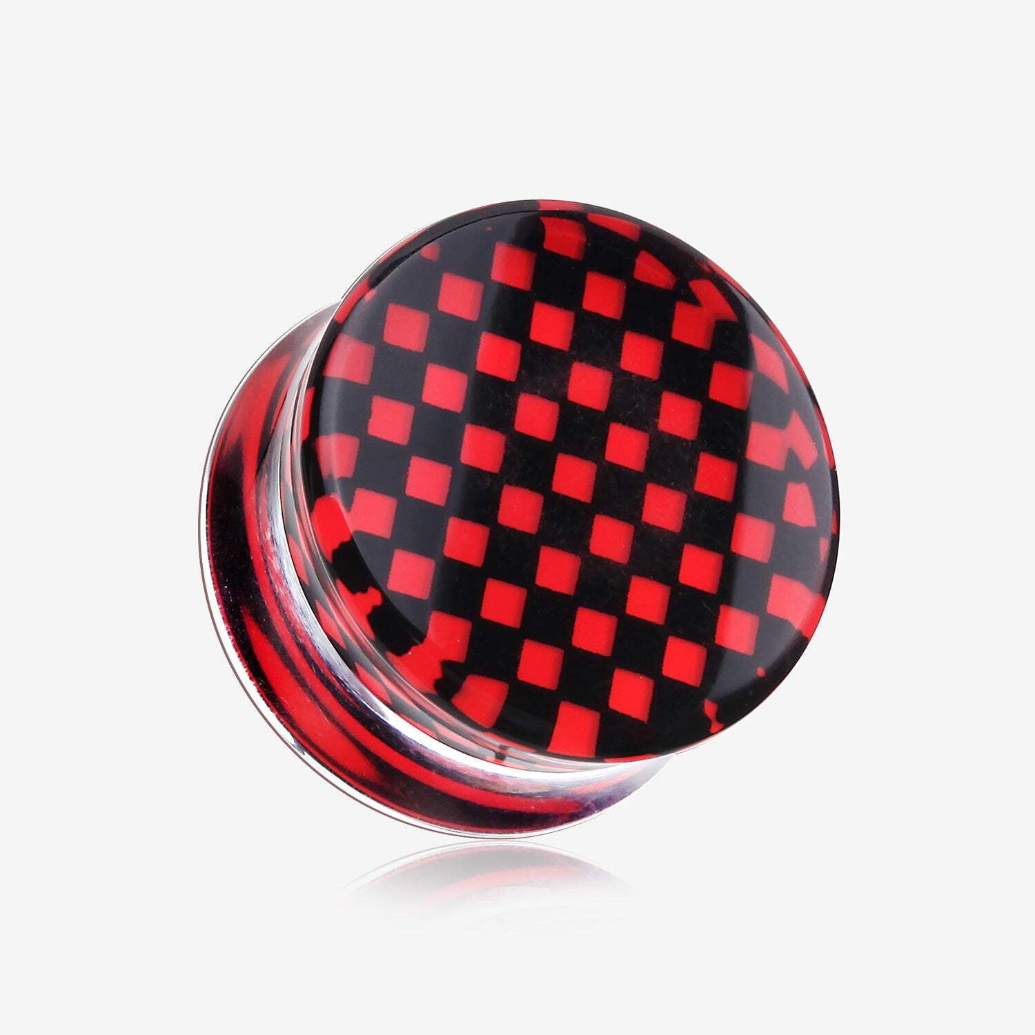 A Pair of Classic Checker Inlay Double Flared Ear Gauge Plug - Walmart.com