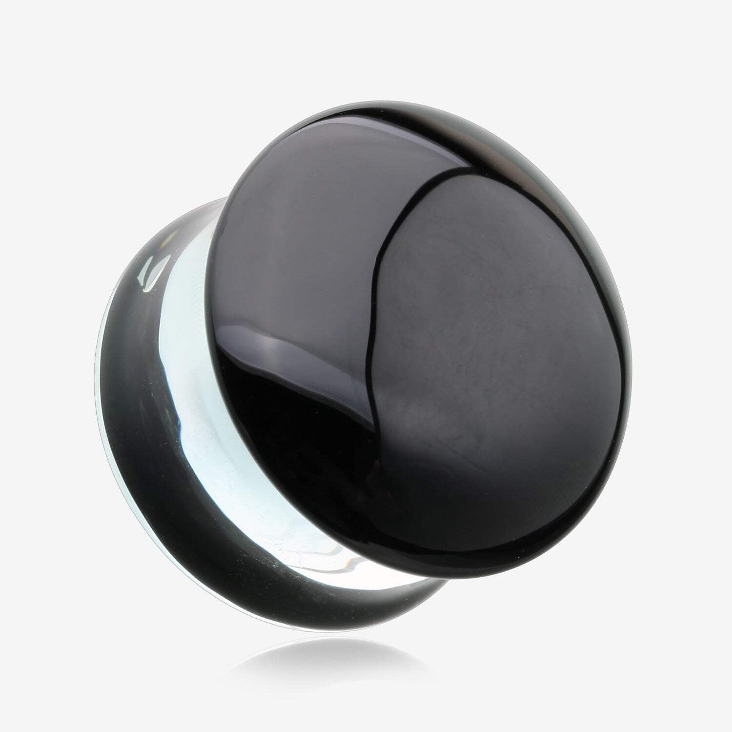 A Pair of Convex Black Front Glass Double Flared Ear Gauge Plug ...