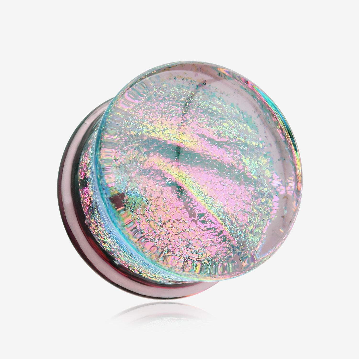 A Pair of Dichroic Glass Purple Rainbow Iridescent Double Flared Plug ...
