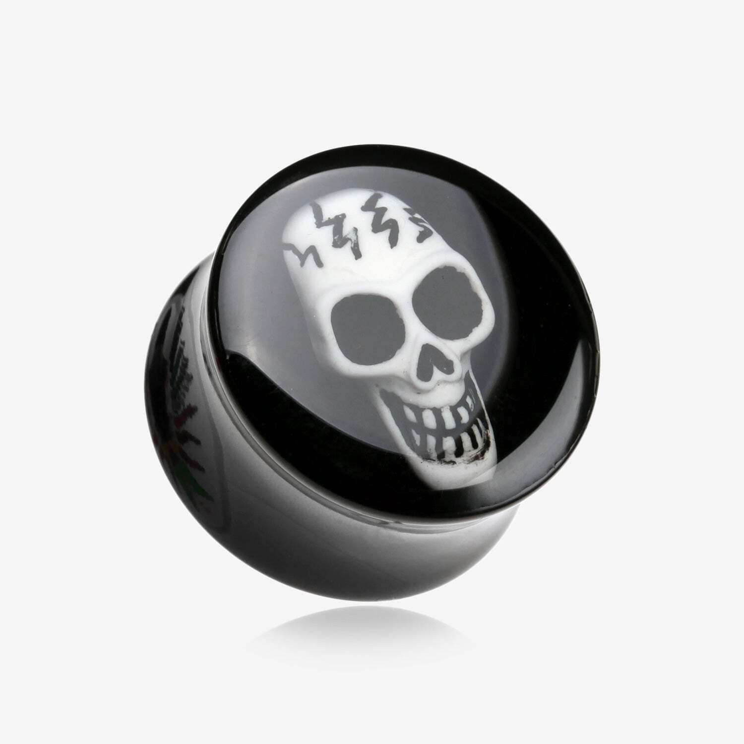 A Pair of Electro 3D Skull Resin Inlay Double Flared Ear Gauge Plug ...