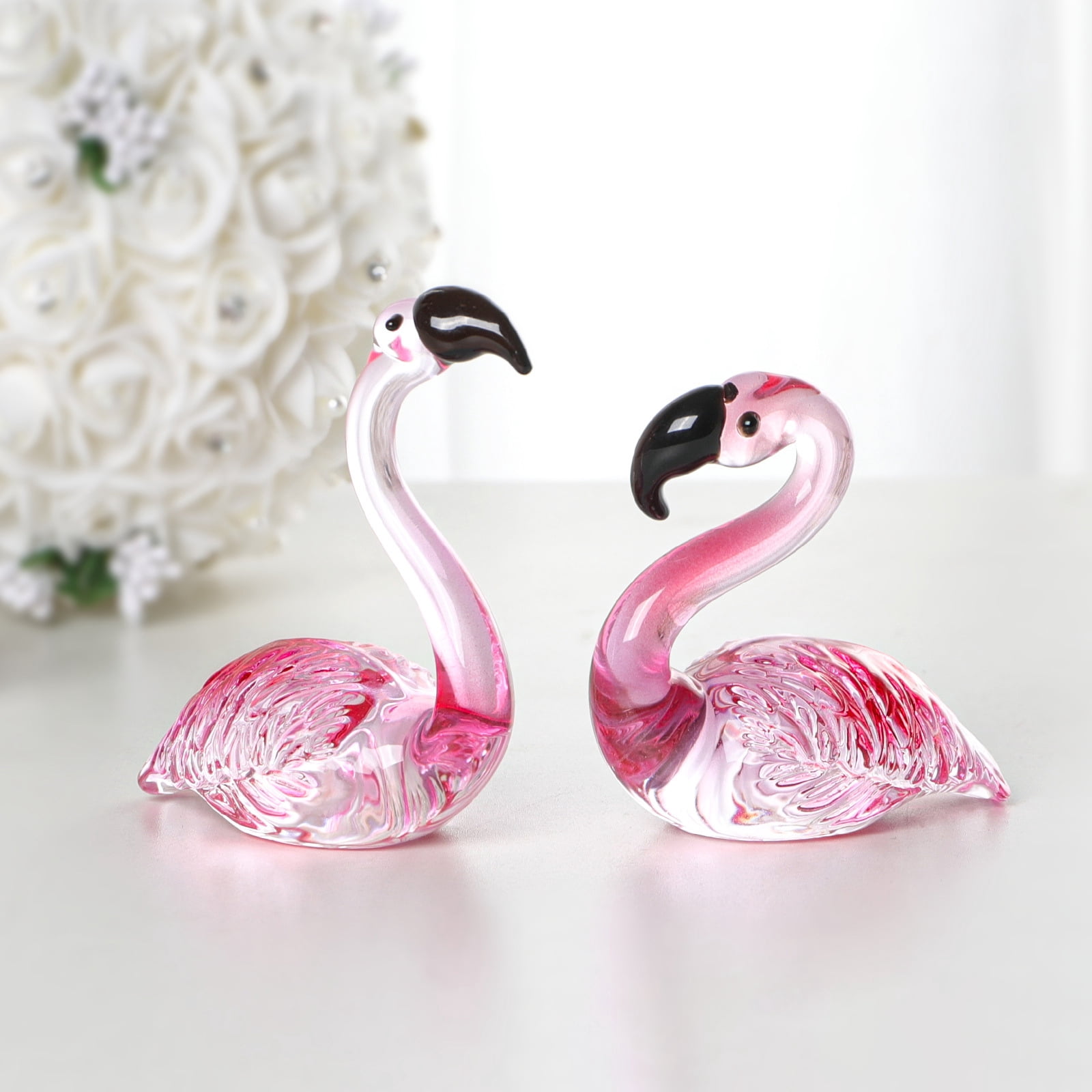 A Pair of Flamingos，Crystal Flamingo Animal Lovely Elegant Craft ...