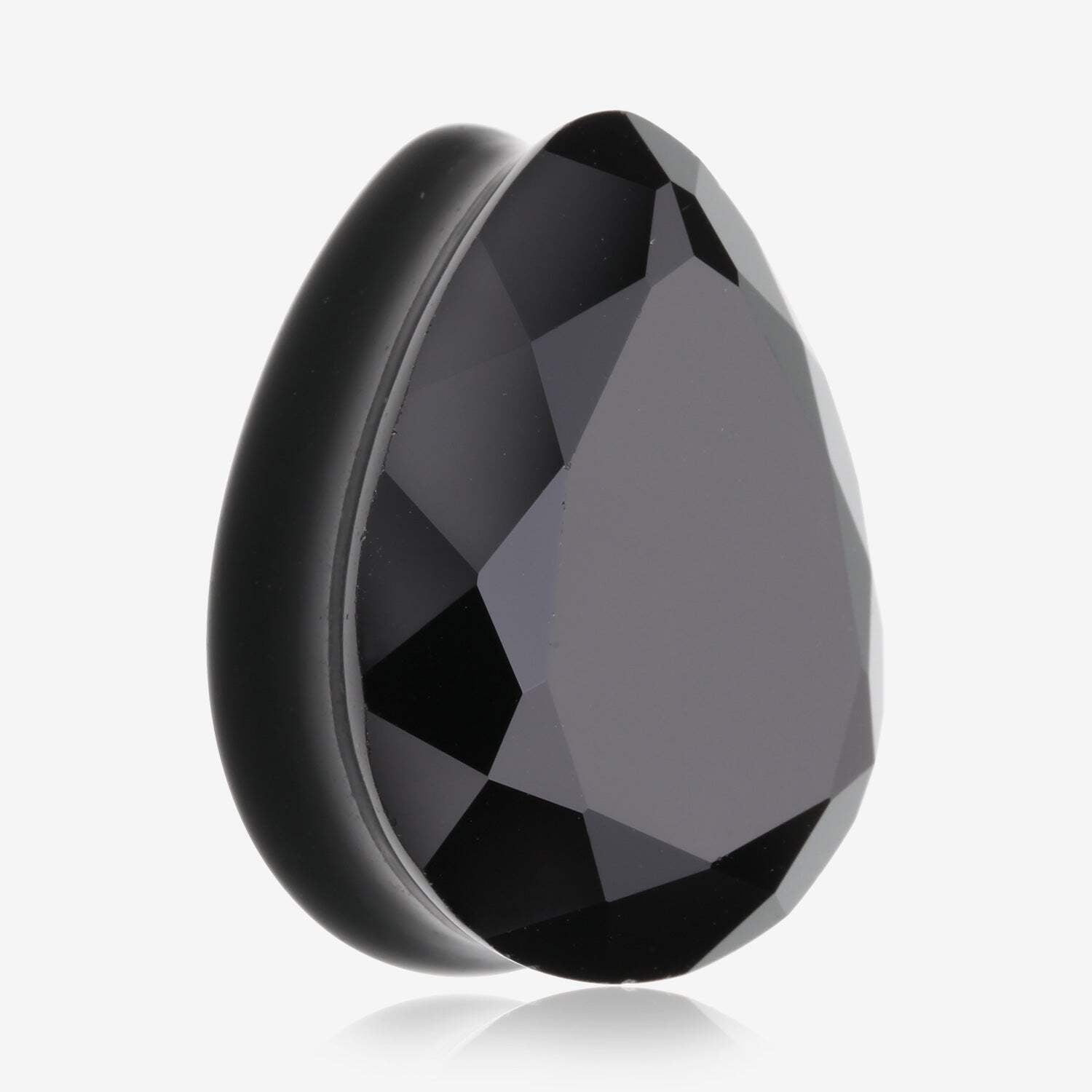 A Pair of Gemstone Cut Faceted Single Side Glass Double Flared Teardrop ...