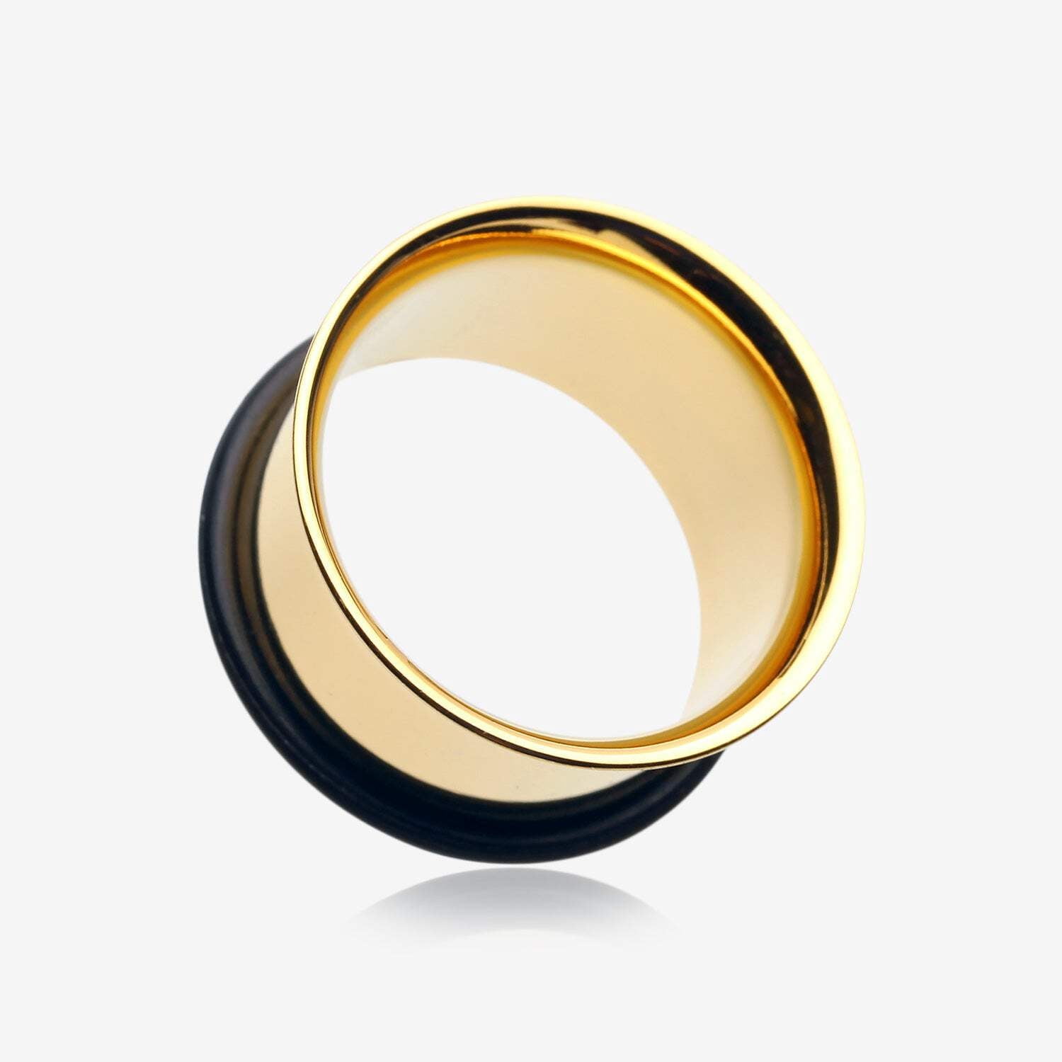 A Pair of Gold Plated Steel Single Flared Ear Gauge Tunnel Plug ...