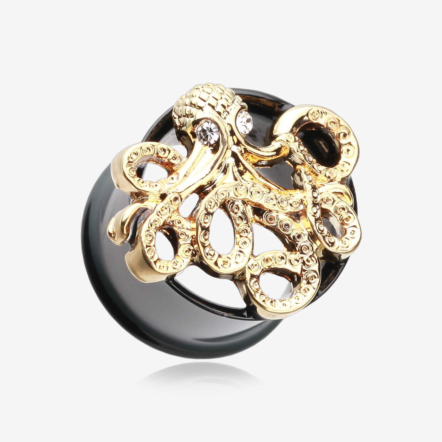 A Pair of Golden Evil Octopus Ear Gauge Steel Tunnel Plug - Walmart.com