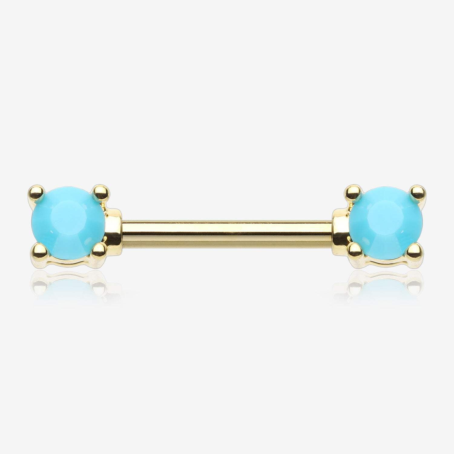 A Pair of Golden Turquoise Bead Prong Nipple Barbell - Walmart.com