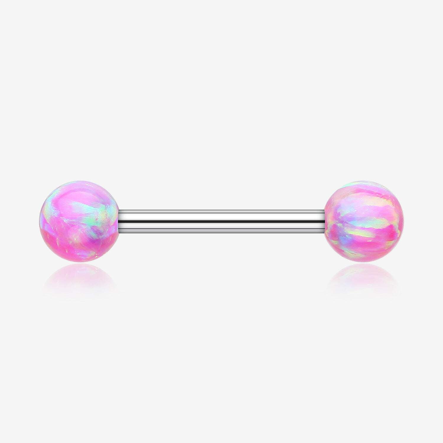 A Pair of Implant Grade Titanium Iridescent Fire Opal Ball Internally ...