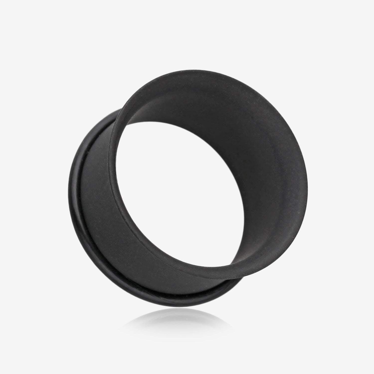 A Pair of Matte Black Steel Single Flared Ear Gauge Tunnel Plug ...