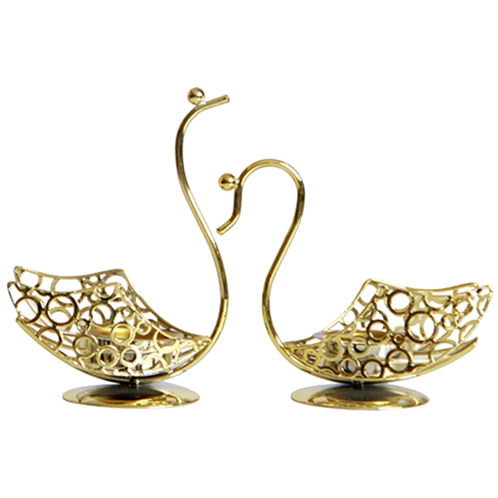 A Pair of Office Desktop Metal Wrought Iron Swan Decorations Lovers ...