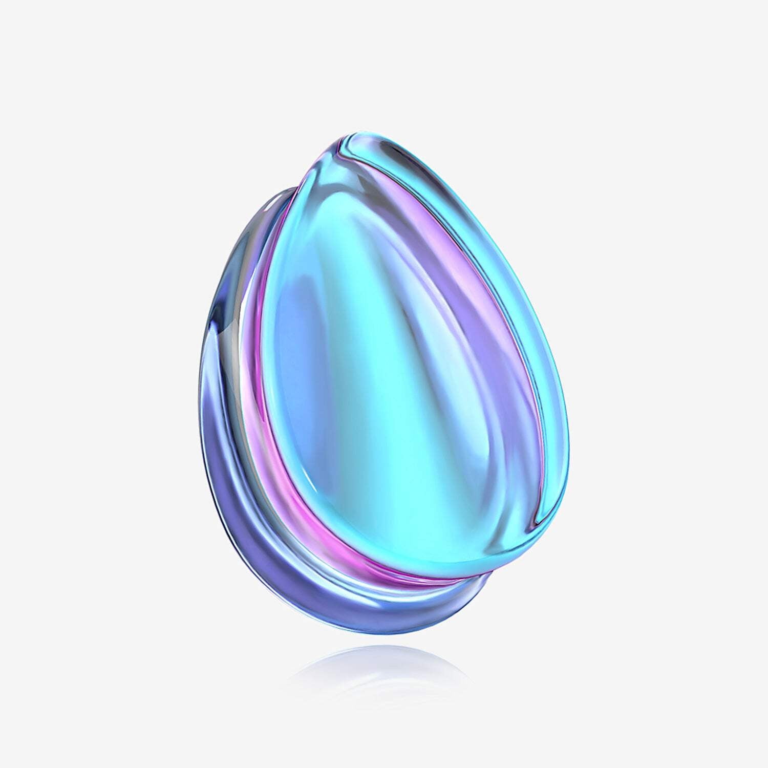 A Pair of Purple Luminous Iridescent Flat Glass Teardrop Double Flared ...