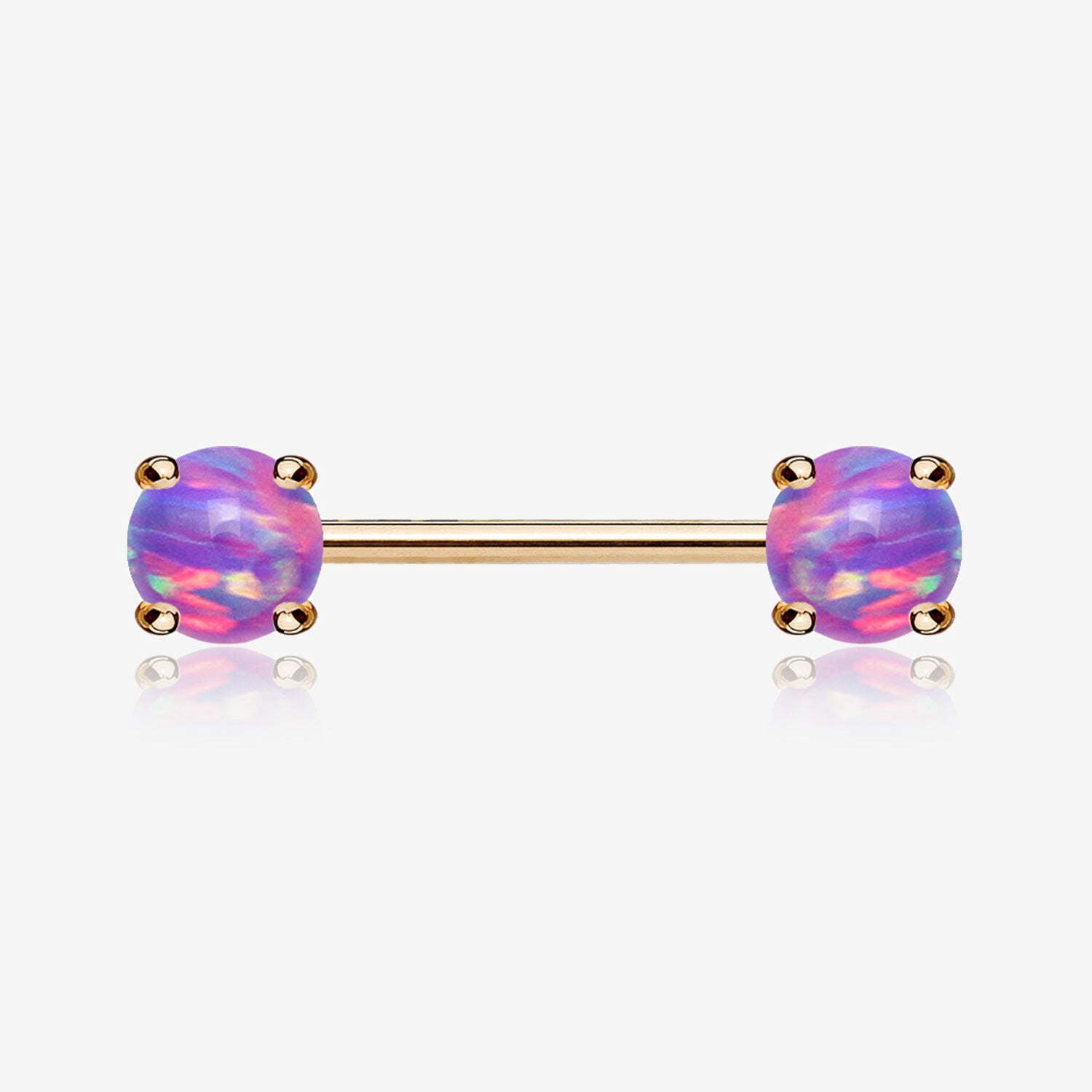A Pair of Rose Gold Fire Opal Prong Set Sparkle Nipple Barbell ...