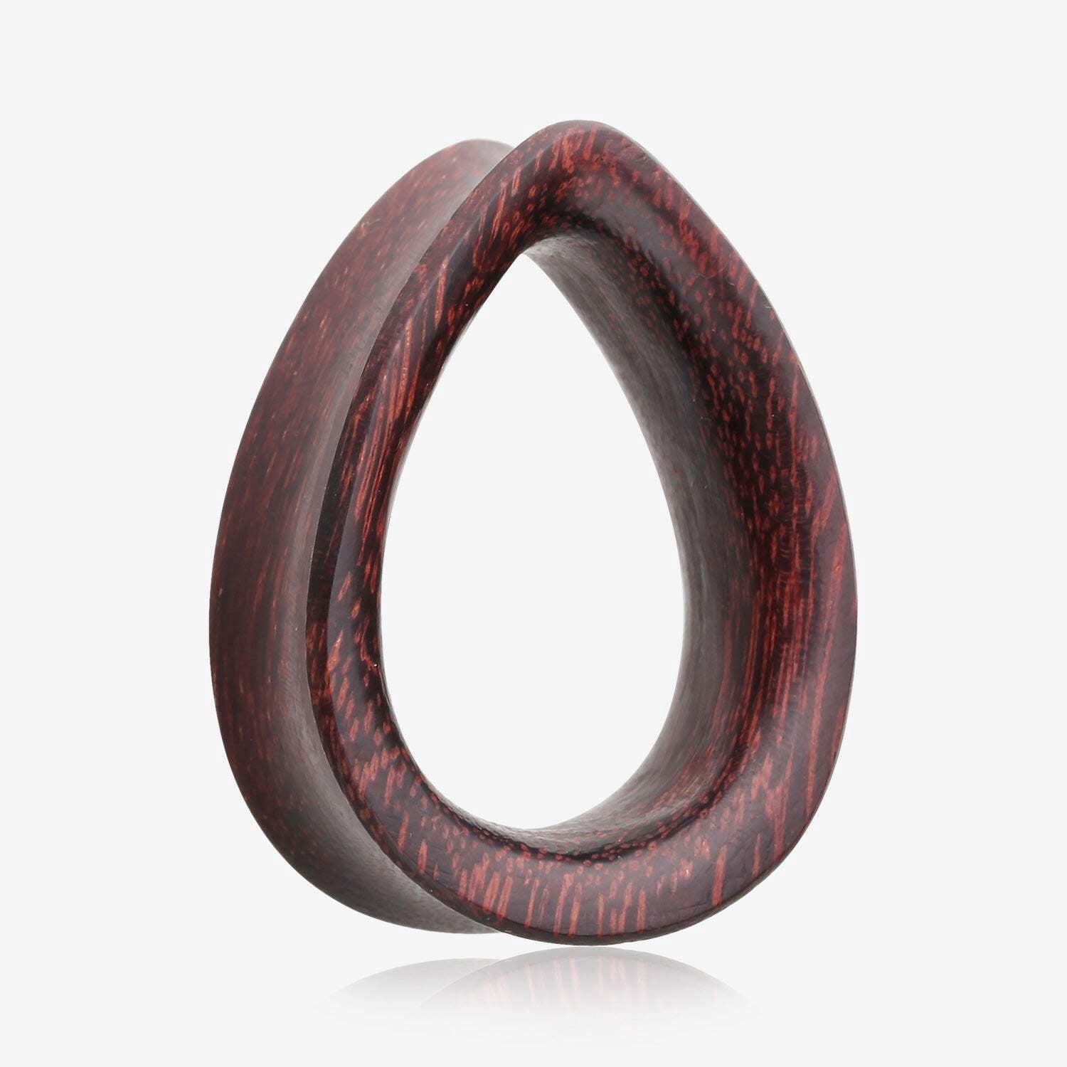A Pair of Teardrop Dark Tamarind Wood Double Flared Tunnel Plug ...