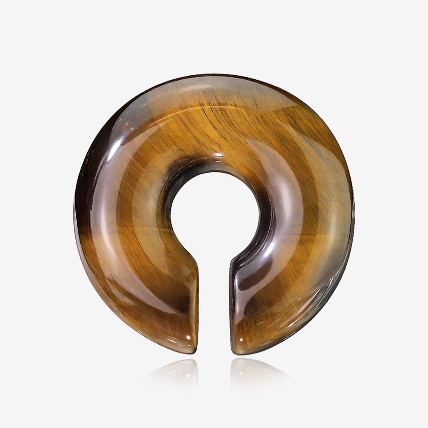 A Pair of Tiger Eye Stone Hoop Hanger Plug - Walmart.com