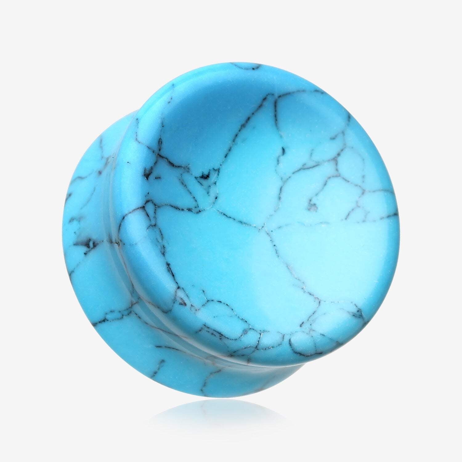 A Pair of Turquoise Concave Stone Double Flared Ear Gauge Plug ...