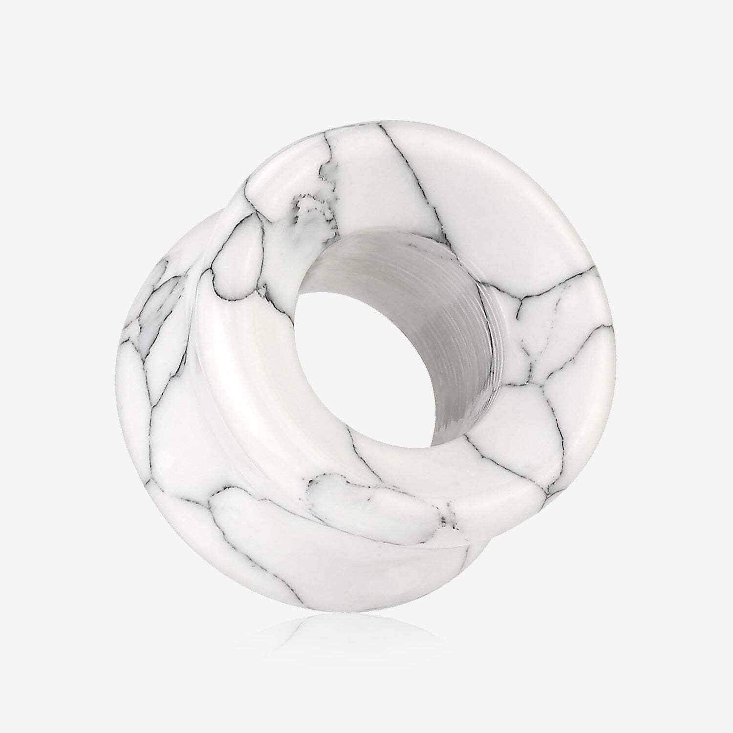 A Pair of White Howlite Stone Double Flared Eyelet Tunnel Plug ...