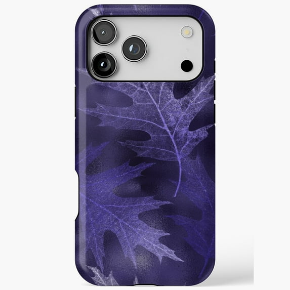 A Pattern of Blue Purple Shimmering Oak Leaves iPhone 11 through 17 Pro ...