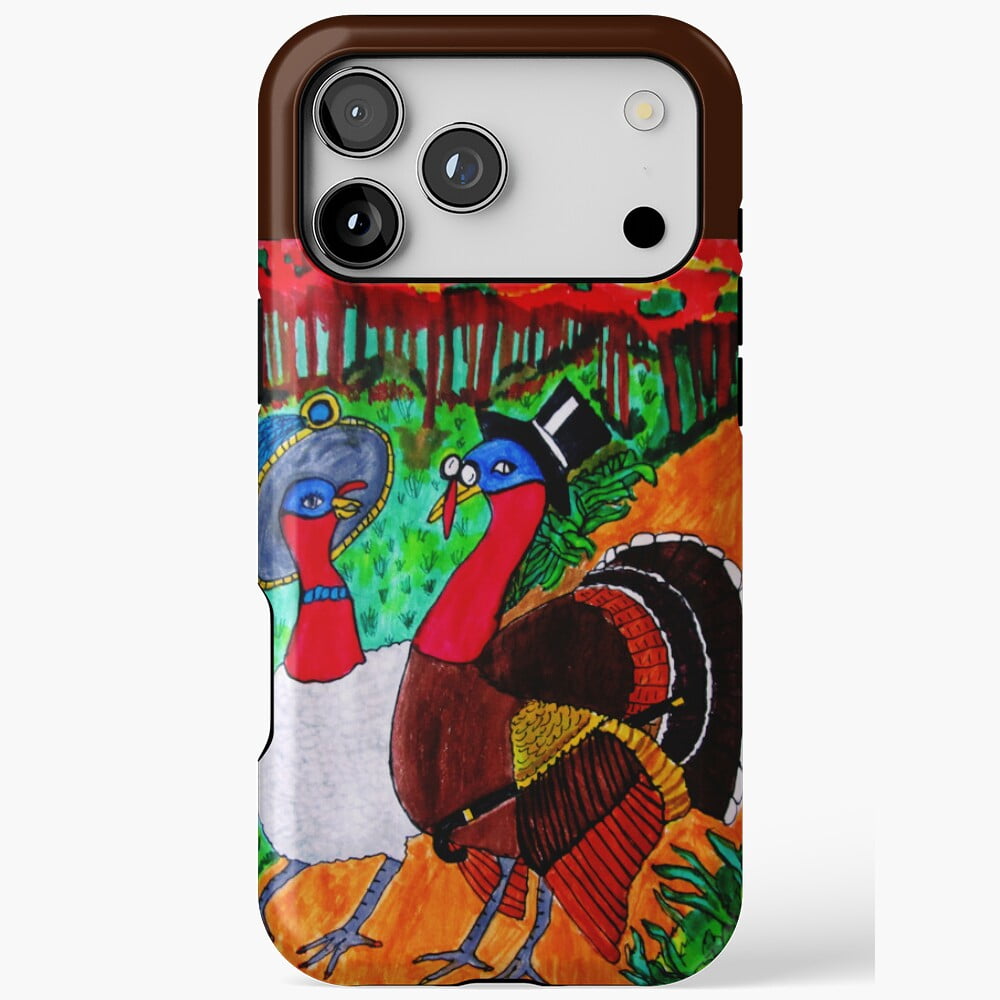 A Pattern of Dressed Thanksgiving Turkeys Art iPhone 11 through 17 Pro ...