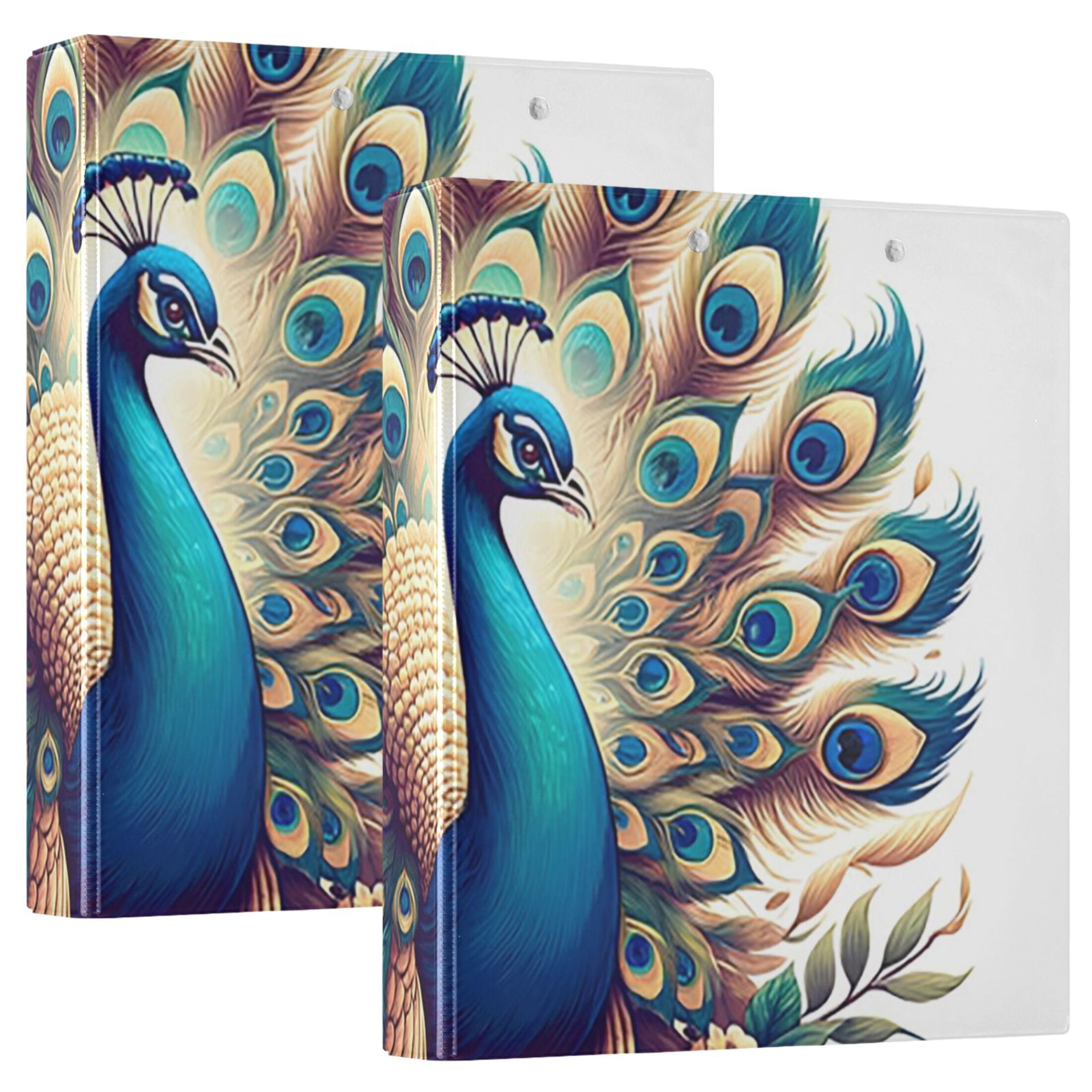 A Peacock 3 Ring Binders 1.5 inch Hardcover File Folders with Interior ...