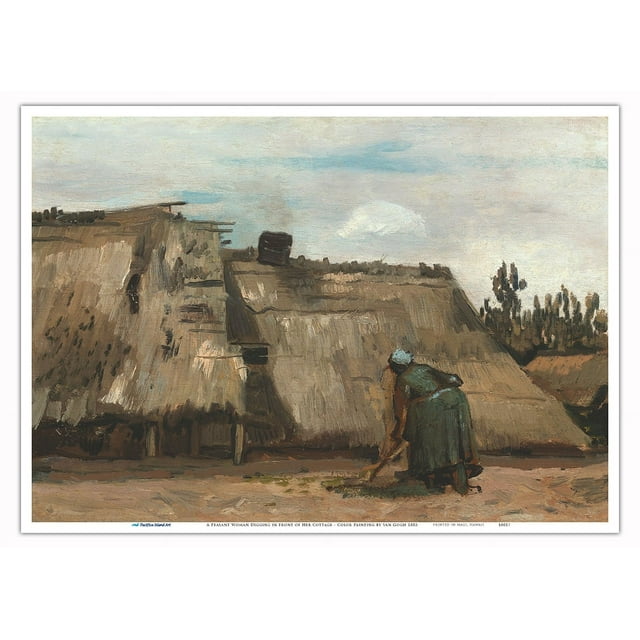 A Peasant Woman Digging in Front of Her Cottage - From an Original ...