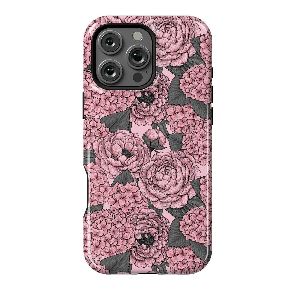 A Peony And Hydrangea In Pink Themed Floral And Tough Case for iPhone ...